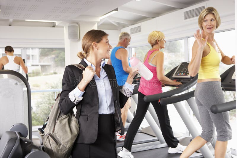 Businesswoman Arriving at Gym after Work Stock Image - Image of mature ...