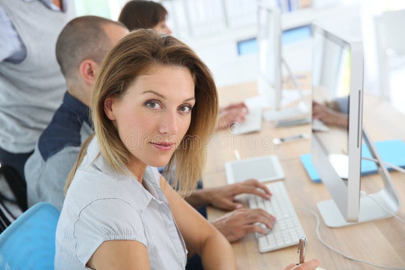 Businesswoman Attending Training Class Stock Image - Image of class ...
