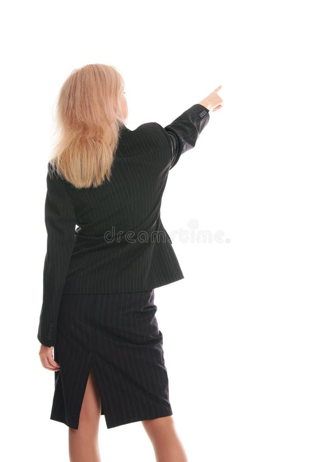 Businesswoman a Back and Shows Aside a Hand 2 Stock Image - Image of ...