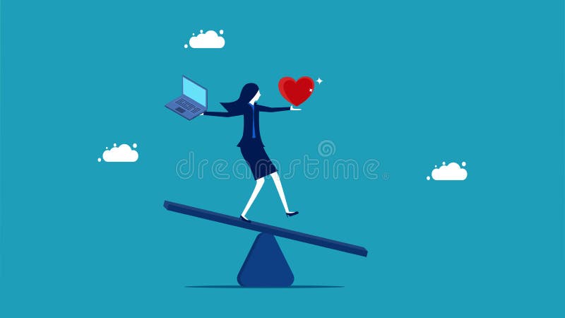 Businesswoman Balances Work and Life. Vector Illustration Stock Vector ...
