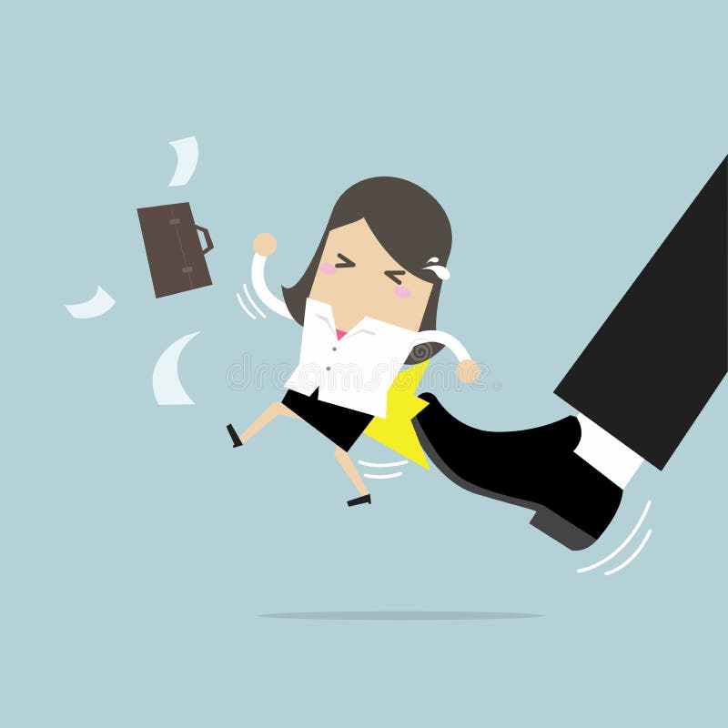 Businesswoman Being Kicked by Boss. Stock Vector - Illustration of ...
