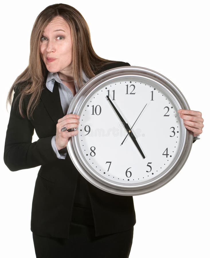 Businesswoman with Big Clock Stock Image - Image of mexican, copyspace ...