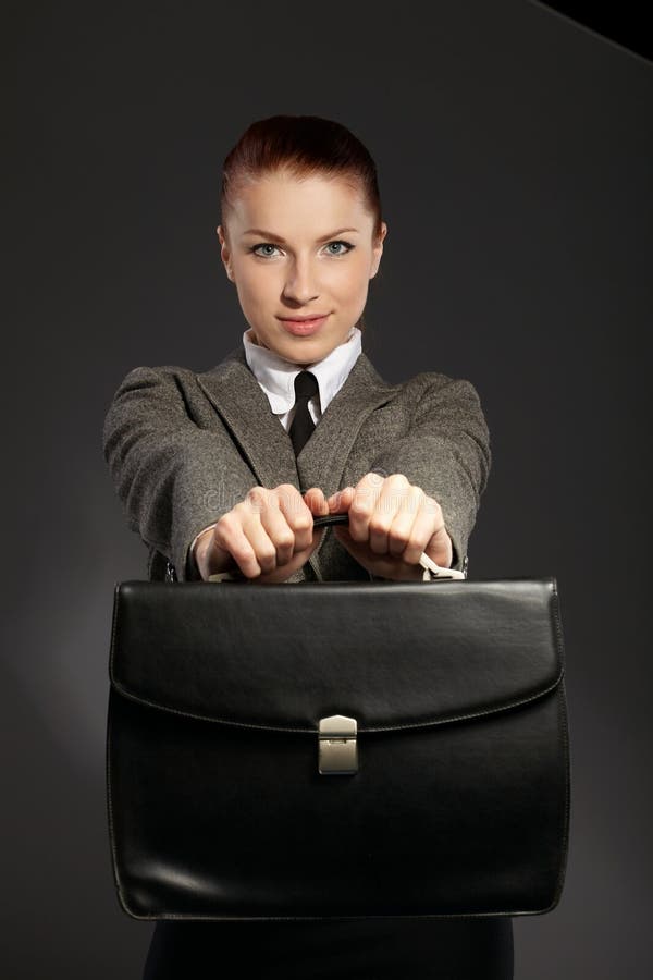 Businesswoman with Black Briefcase Stock Photo - Image of business ...