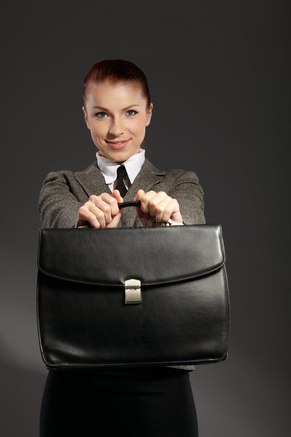 Businesswoman with Black Briefcase Stock Photo - Image of coworker ...