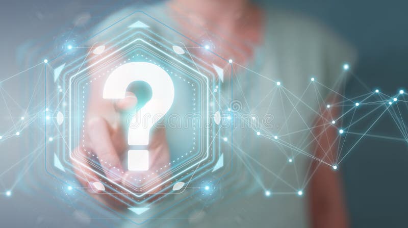 Businesswoman Using Question Marks Digital Interface 3D Rendering Stock ...