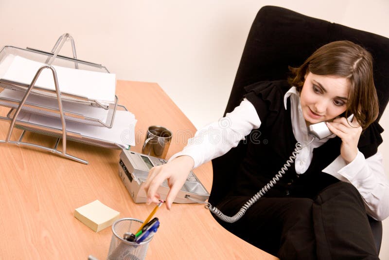 Businesswoman Calling by Phone at Office Stock Photo - Image of ...
