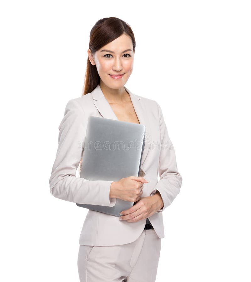 Businesswoman Carry with Laptop Computer Stock Image - Image of ...