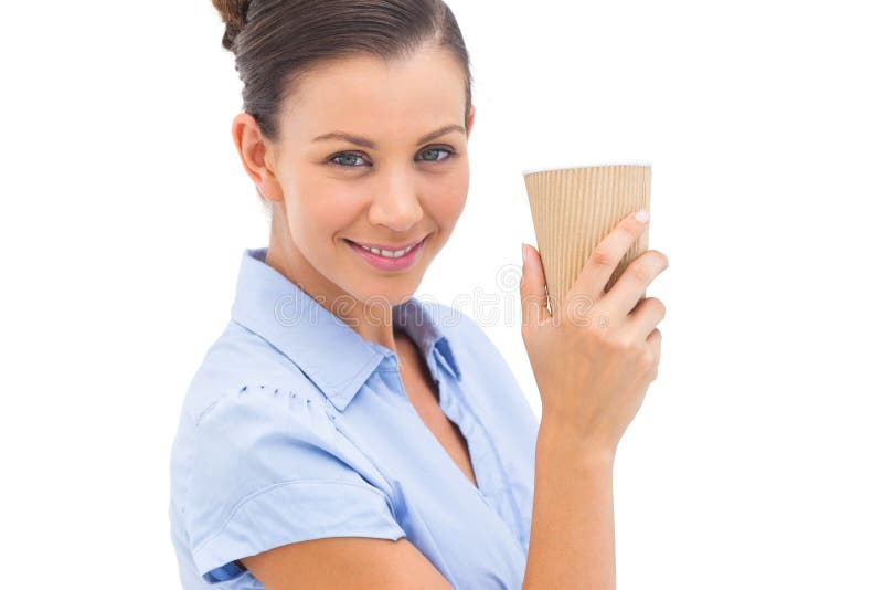 Businesswoman Carrying Coffee Cup Stock Photo - Image of businesswoman ...