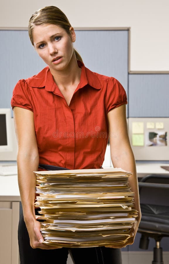 Businesswoman Carrying Stack of File Folders Stock Photo - Image of ...