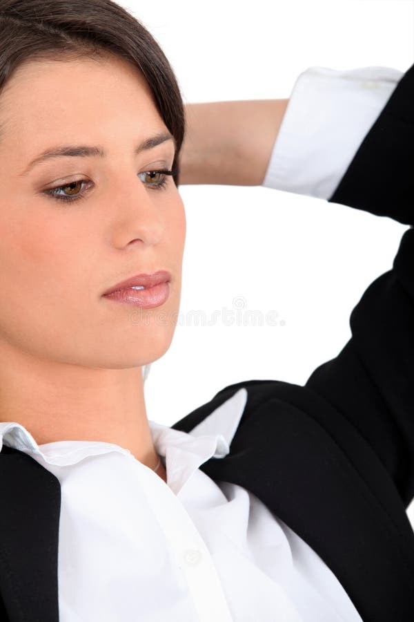Businesswoman Casual Relaxed Pose Stock Photo - Image of feminine ...