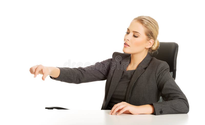 Businesswoman Catching Something at the Desk Stock Image - Image of ...