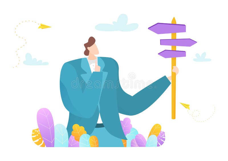 Businesswoman Character Hold Wooden Pointer Business Problem Dilemma ...