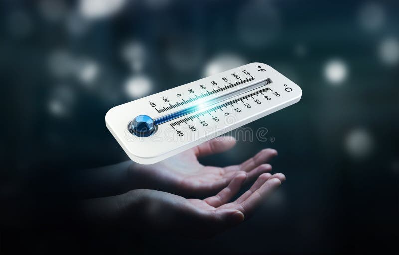 Businesswoman Checking the Temperature Drop 3D Rendering Stock ...