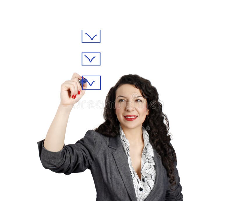 Girl with a check list stock photo. Image of icon, human - 46842946