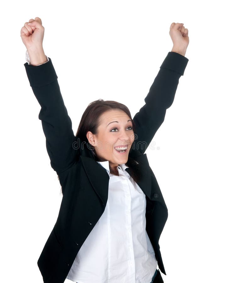 Businesswoman cheering stock photo. Image of black, arms - 23632776