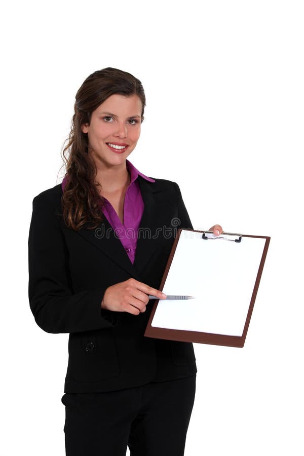 Businesswoman with a Clipboard Stock Photo - Image of smiling, lady ...