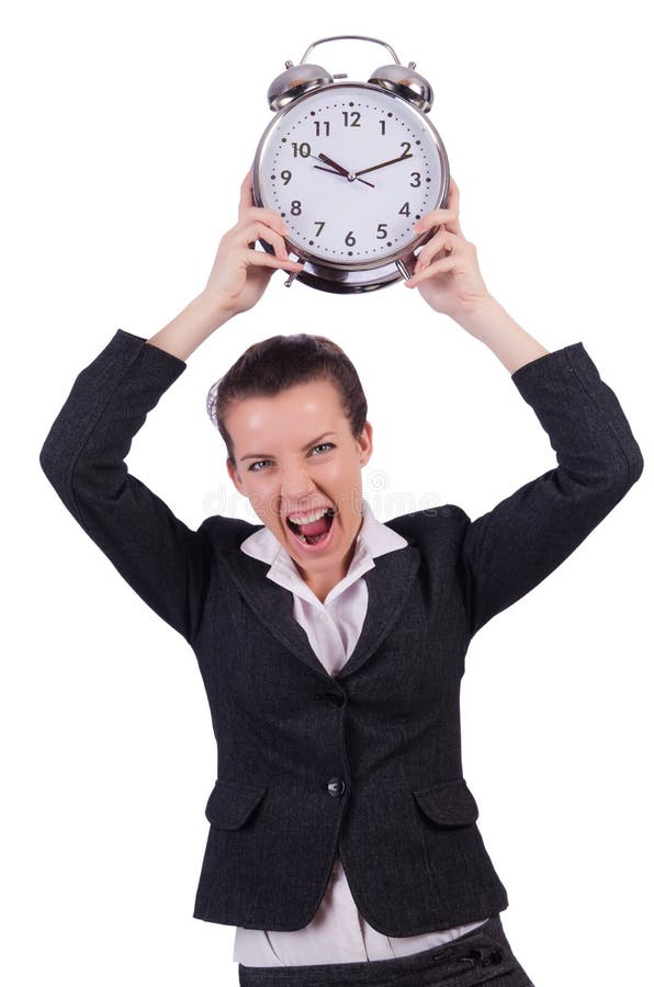 Businesswoman with Clock Missing Stock Image - Image of deadline, irate ...