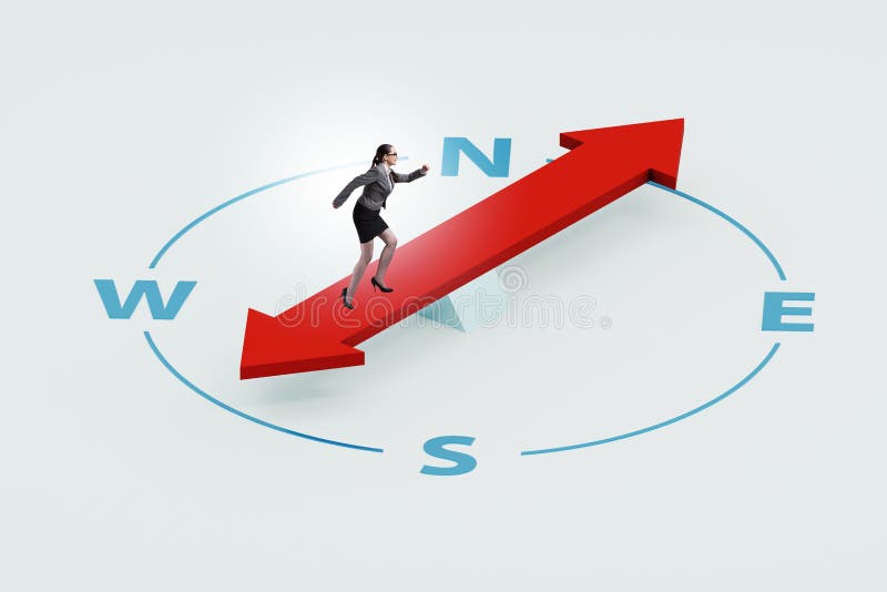 Businesswoman with Compass Looking for Direction Stock Image - Image of ...