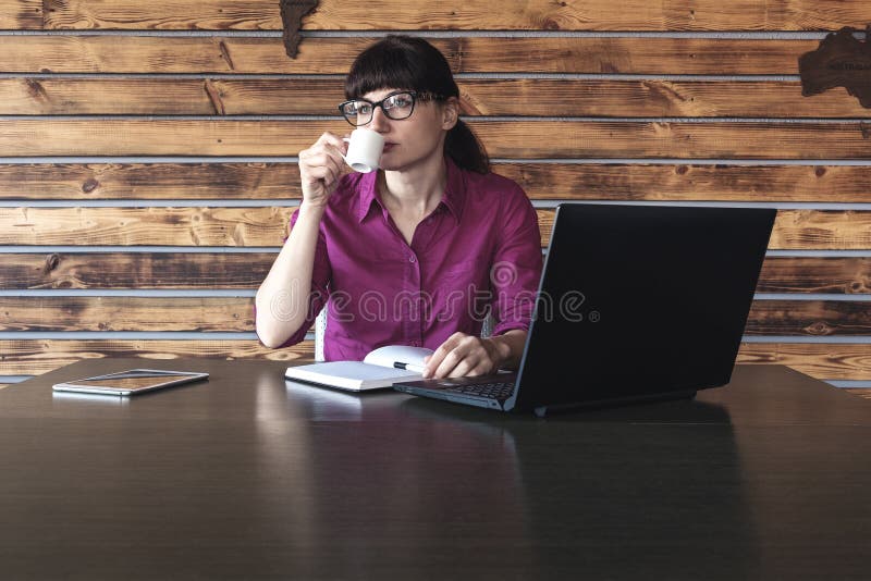 Businesswoman Concentrating on Her Work Stock Image - Image of ...