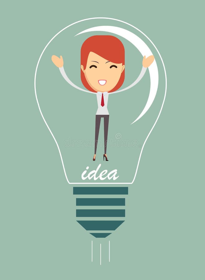 Businesswoman Create Idea. Vector Illustration Stock Vector ...