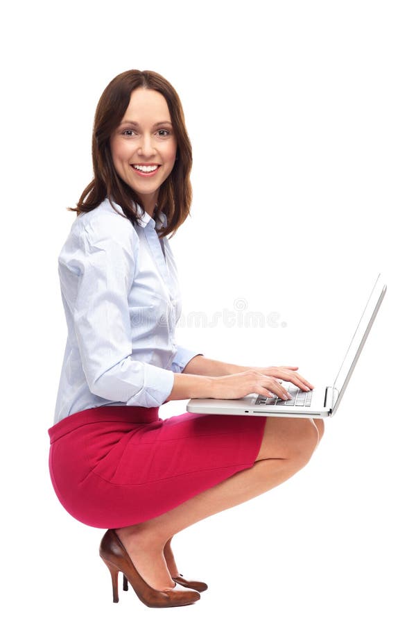 Businesswoman crouching stock photo. Image of smile, beautiful - 28034806