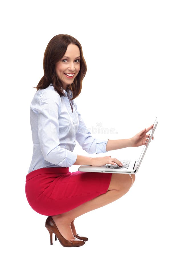 Businesswoman crouching stock photo. Image of smile, beautiful - 28034806