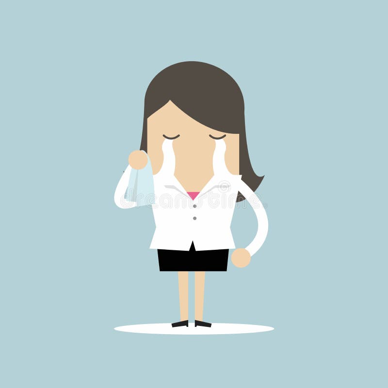 Businesswoman Crying at Office. Stock Vector - Illustration of isolated ...
