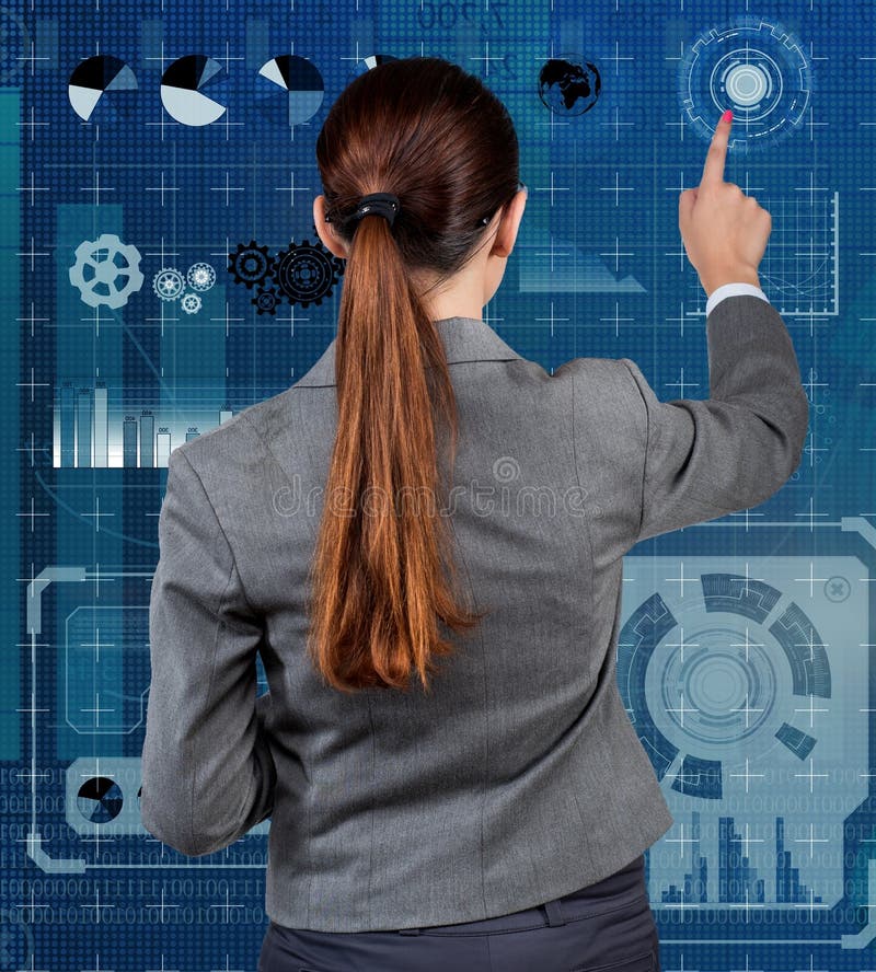 Businesswoman in Data Mining Concept Stock Photo - Image of interface ...