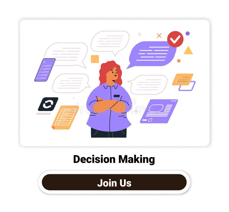 Businesswoman Decision Making Surrounded by Speech Bubbles Documents ...