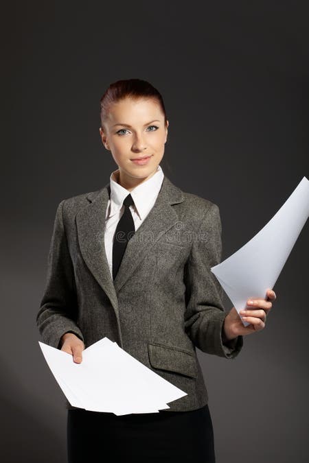 Businesswoman with Documents Stock Image - Image of chief, manager ...