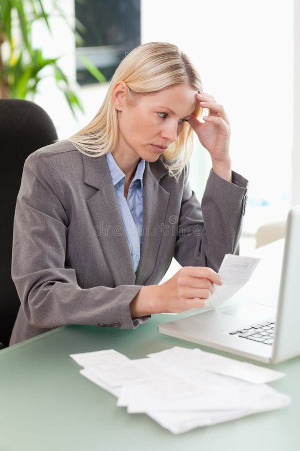 Businesswoman Doing Accounting Stock Photo - Image of business, desk ...