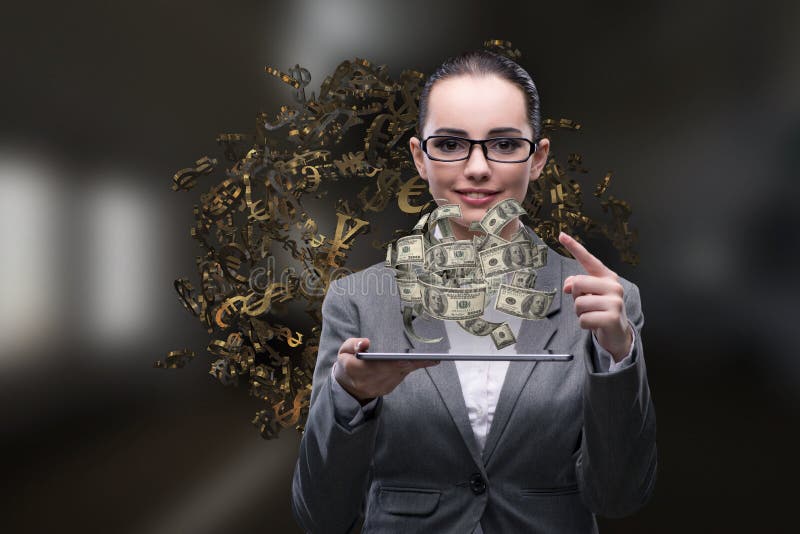 The Businesswoman with Dollar in Business Concept Stock Photo - Image ...