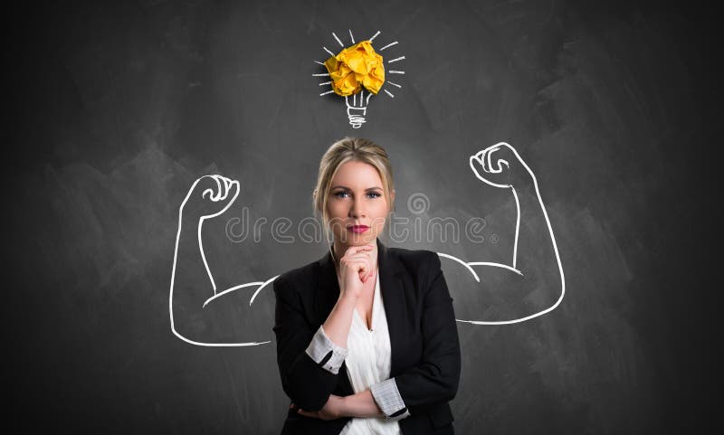 Businesswoman with Drawing Symbolizing Power Stock Illustration ...