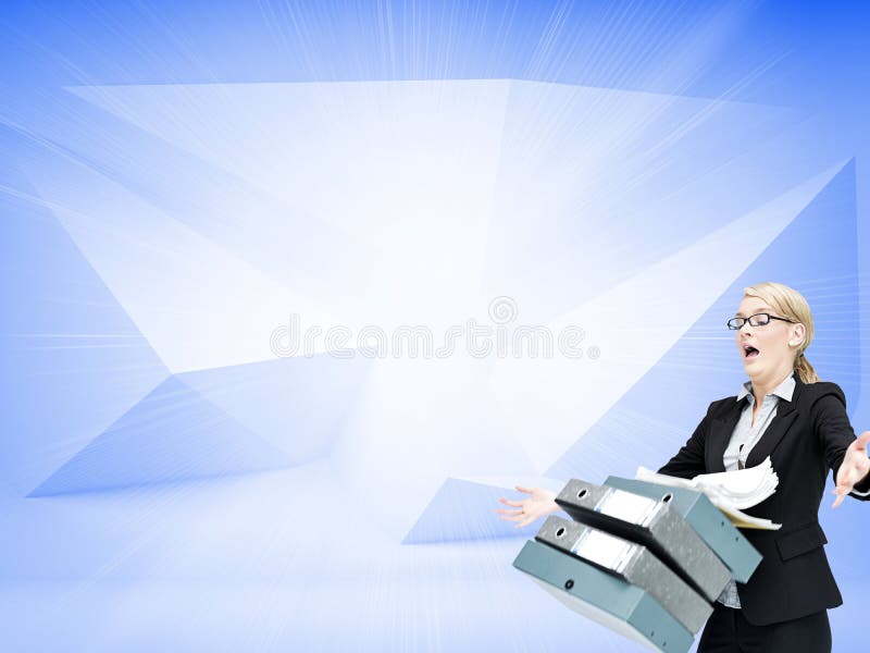 Businesswoman Dropping Many Folders Stock Photo - Image of stressed ...