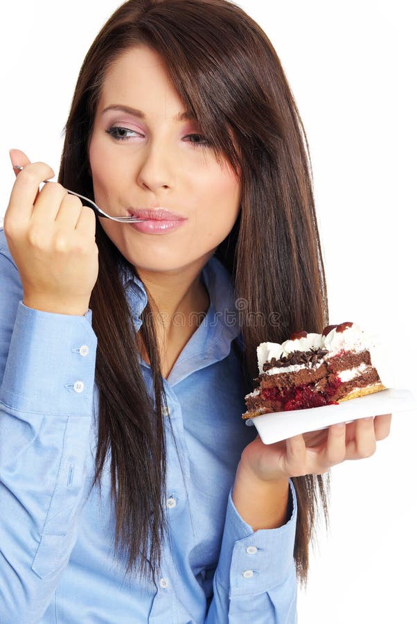 Businesswoman Eating the Cake Stock Image - Image of diet, fresh: 7315087