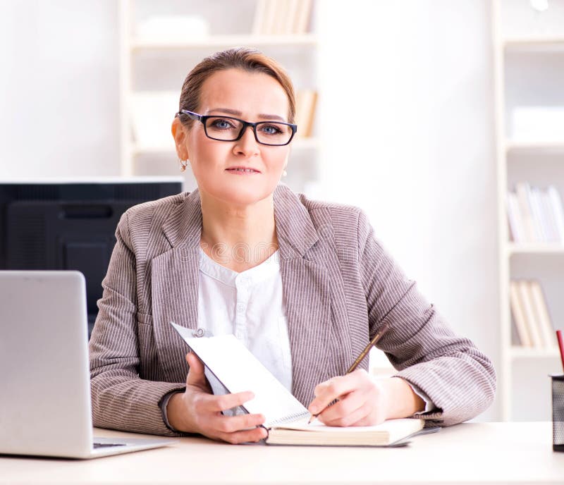 Businesswoman Employee Working in the Office Stock Image - Image of ...