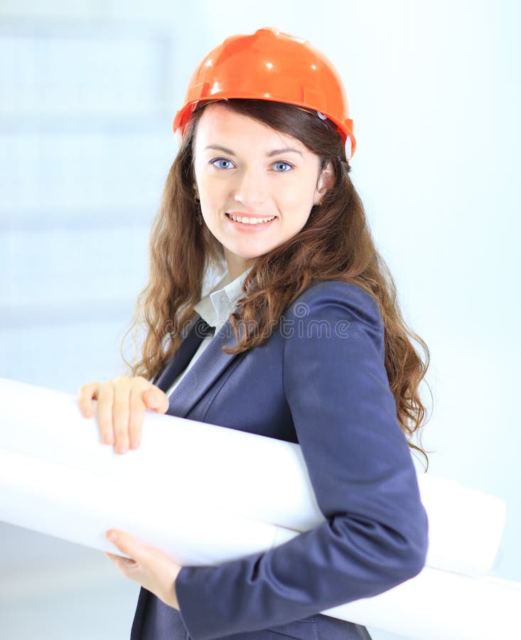 Businesswoman Engineer the Plan Stock Image - Image of girl, industrial ...