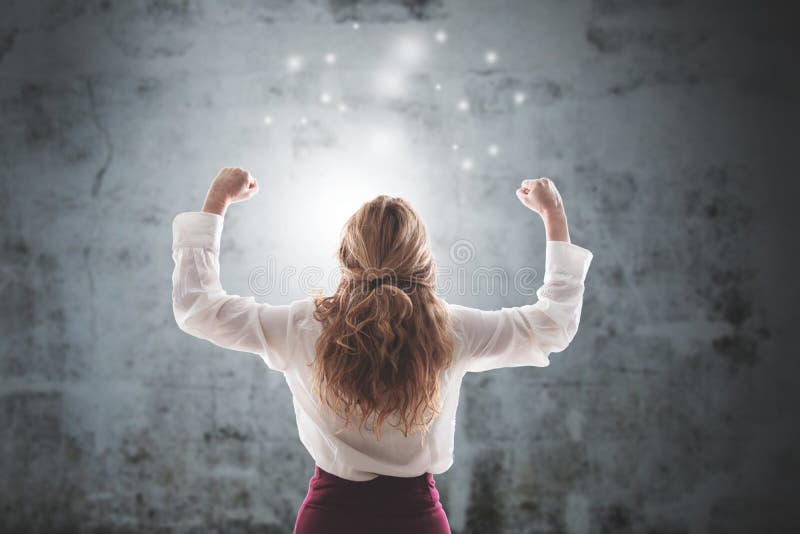 Businesswoman with Expression of Success Stock Photo - Image of female ...