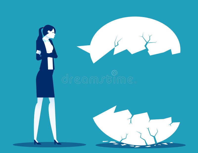 Businesswoman Failed Communication. Broken Speech Chart Message Stock ...