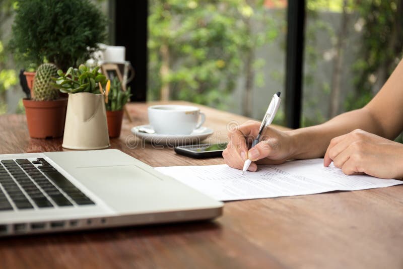 Businesswoman Filling Checklist Form on Digital Tablet Stock Photo ...