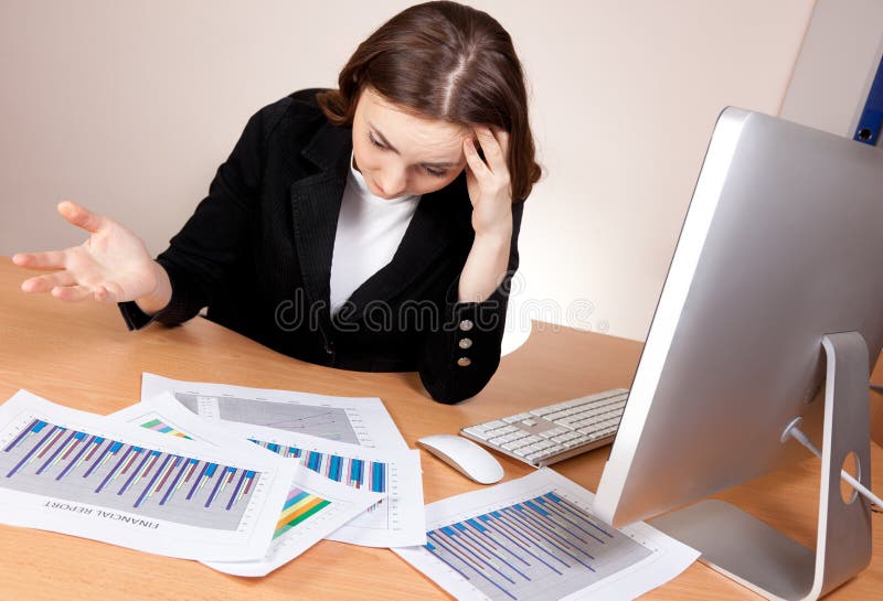 Frustration at Her Financial Situation Stock Image - Image of hair ...