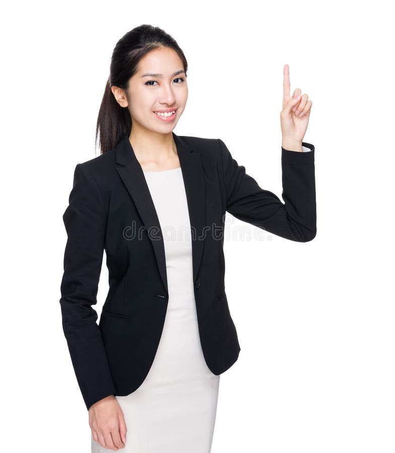 Businesswoman with Finger Point Up Stock Image - Image of point ...