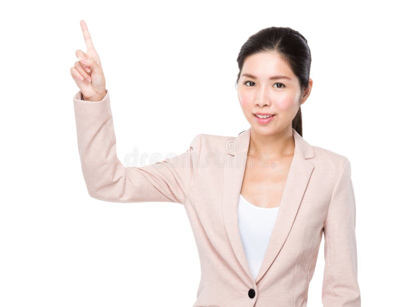 Businesswoman with Finger Point Up Stock Photo - Image of point, boss ...