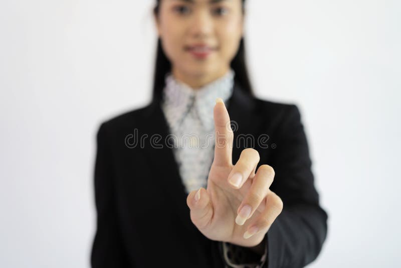 Businesswoman in Front of Visual Touch Stock Image - Image of community ...