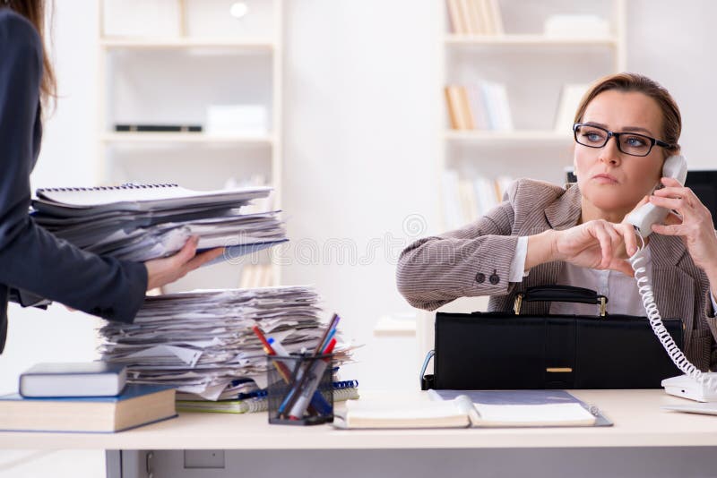 The Businesswoman Getting More Work during Busy Time Stock Image ...