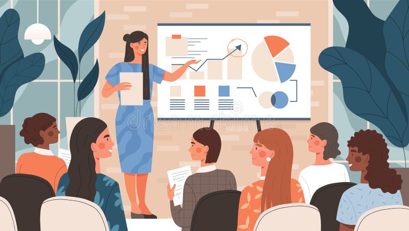 Businesswoman Giving a Presentation To Women Stock Vector ...