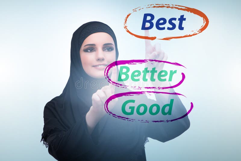 Businesswoman in Good Better and Best Concept Stock Photo - Image of ...