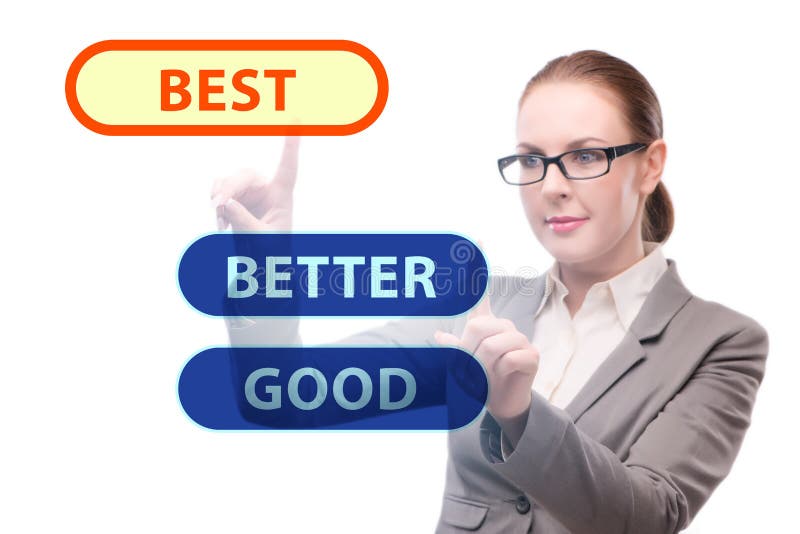 Businesswoman in Good Better and Best Concept Stock Image - Image of ...