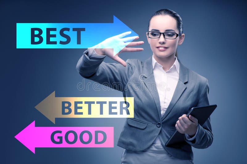 Businesswoman in Good Better and Best Concept Stock Image - Image of ...