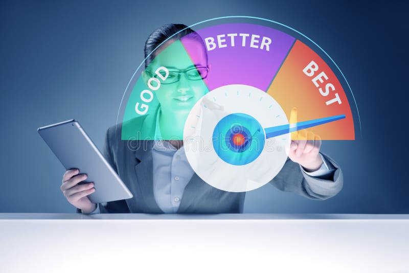 Businesswoman in Good Better and Best Concept Stock Photo - Image of ...